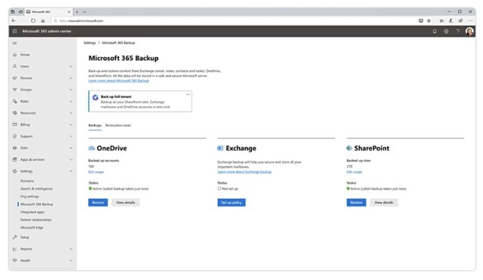 Microsoft intros user content backup for M365